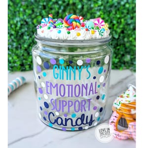 Personalized Funny Glass Candy Jar for Emotional Support, Custom Office ...