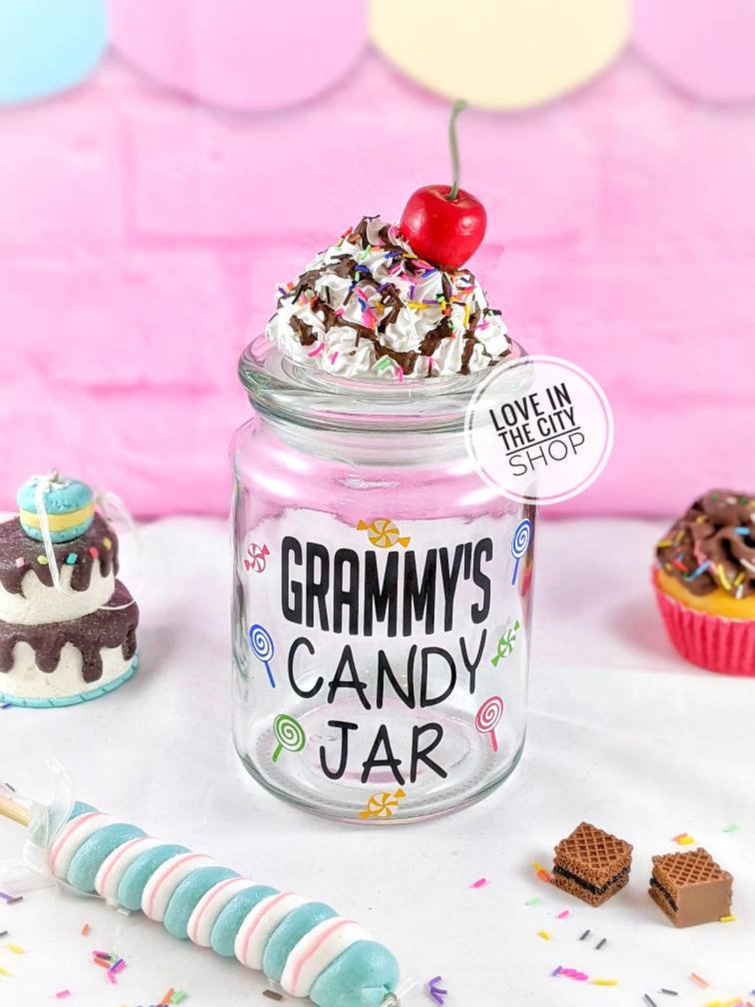 Granny Candy Jar, Mom Candy Jar, Custom Desk Candy Jar, Gormuet ...