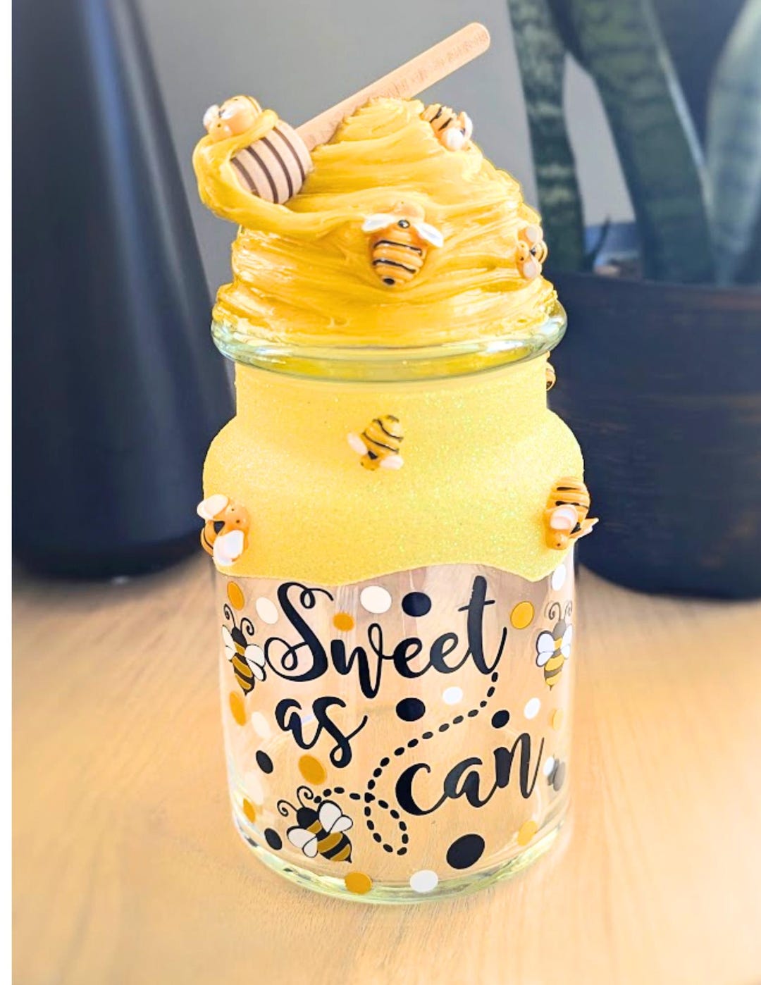 Custom Honey Bee Candy Jar Decoration, Bumble Bee Fake Honeycomb Treat ...