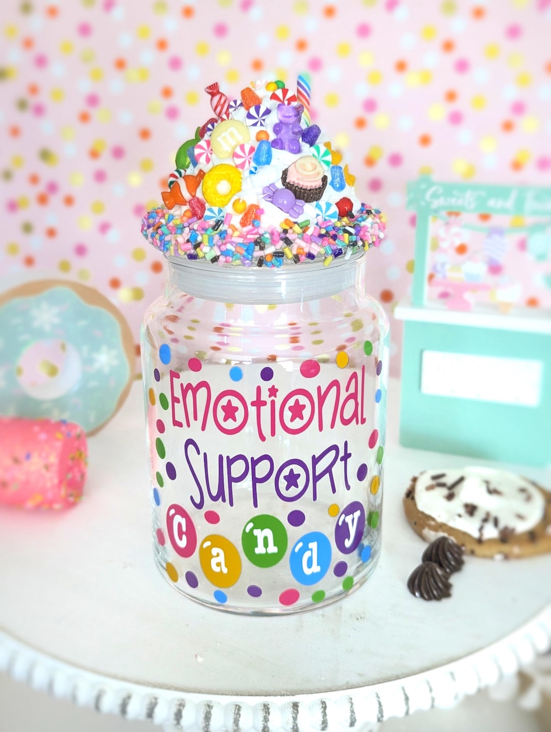 Funny Emotional Support Glass Candy Jar, Motivational Candy Jar, Custom ...