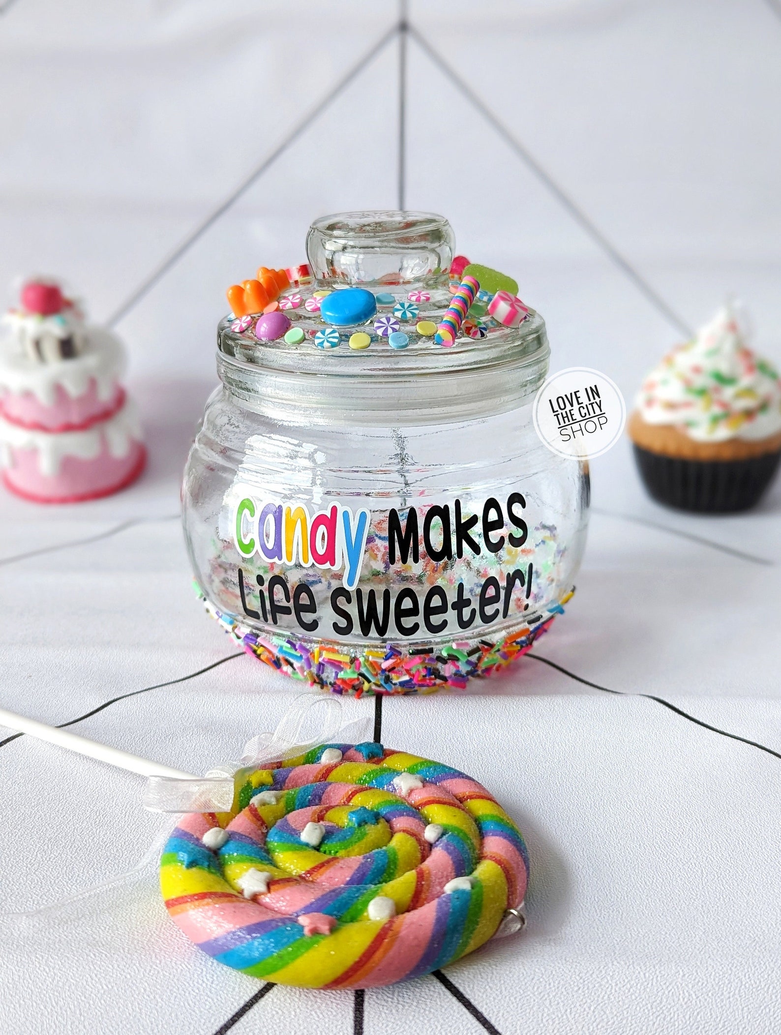 Desk Candy Jar, Funny Candy Jar, Sprinkles Jar, Candy Holder, Candy ...