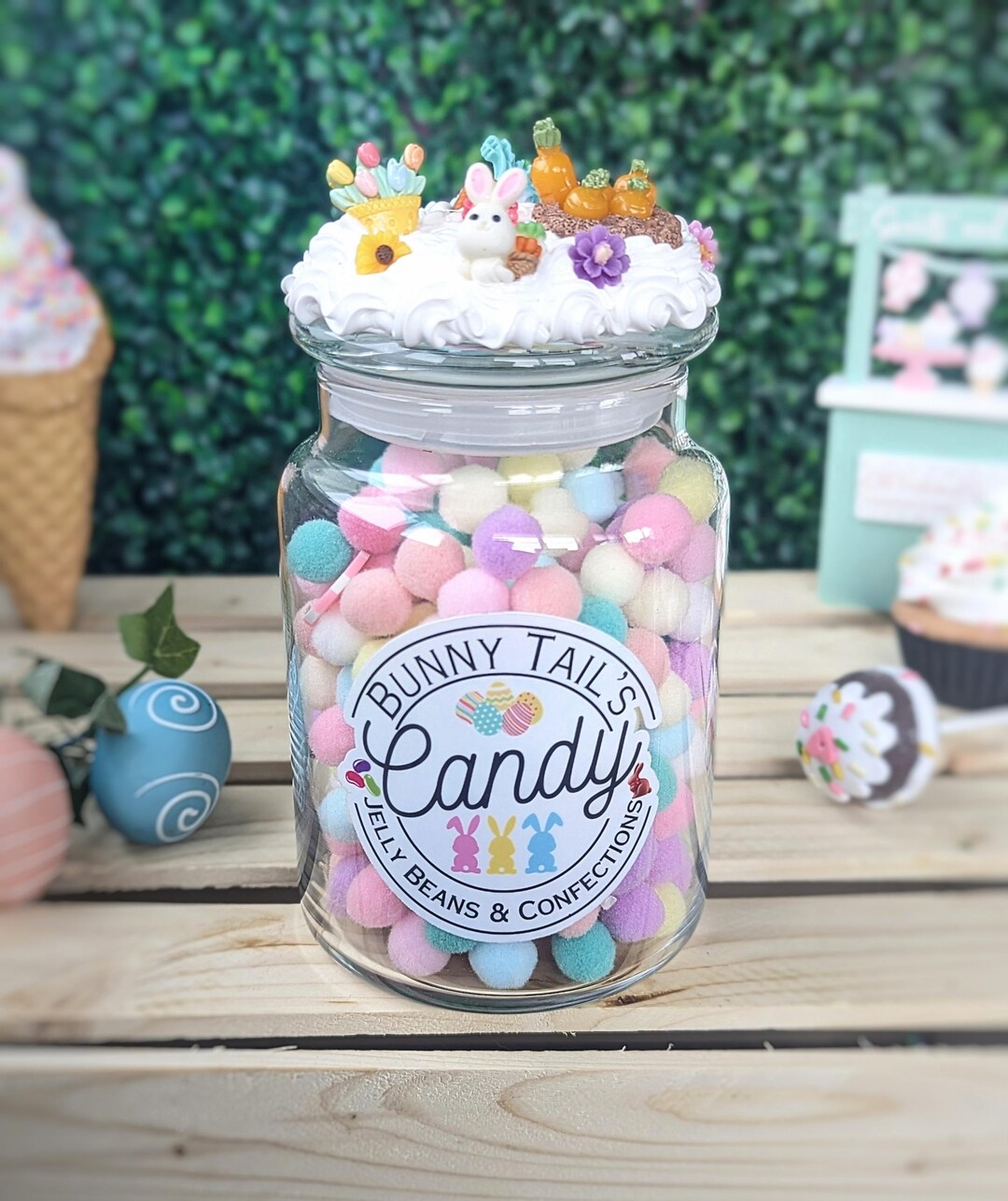 Easter Candy Jar, Easter Cookie Jar, Easter Jar, Easter Bunny, Girl ...