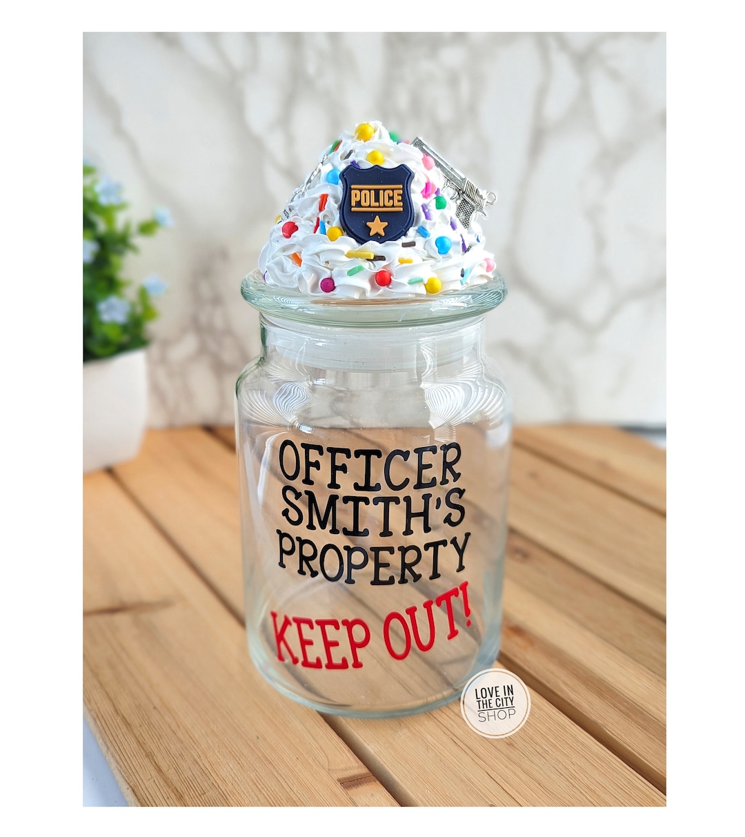 Personalized Police Officer Candy Jar Gift, Thank You Detective Gift ...