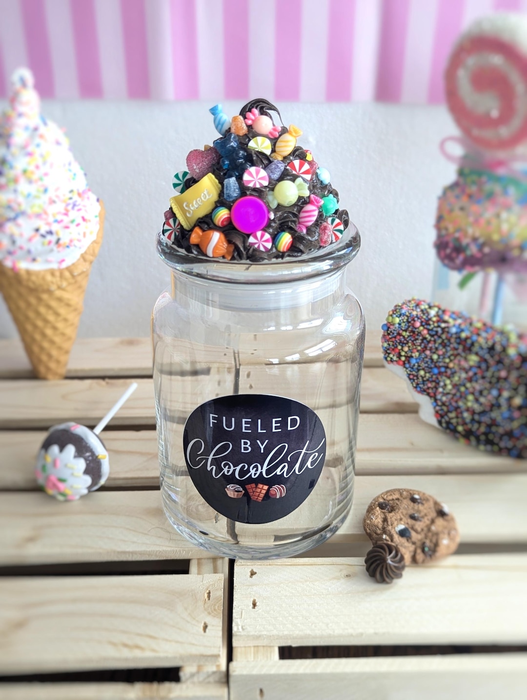 Custom Glass Chocolate Candy Jar With Lid, Motivational Therapy Gift ...
