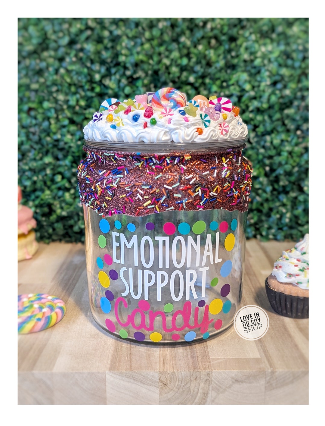 Personalized Glass Candy Jar for Emotional Support, Custom Chocolate ...