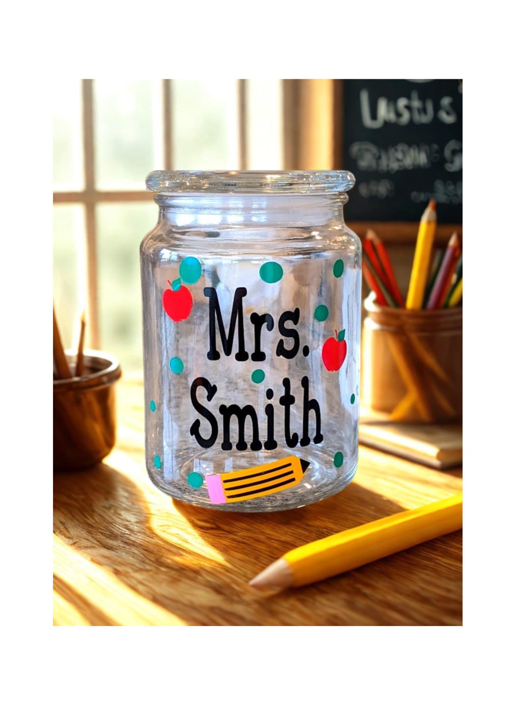 Custom Preschool Teacher Candy Jar With Lid, Kindergarten Teacher Desk ...