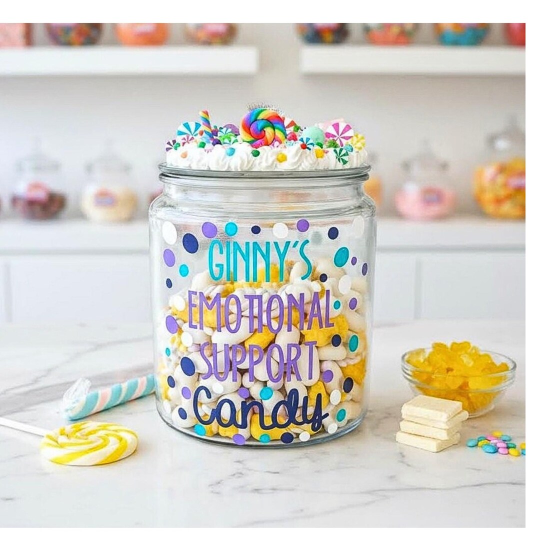 Personalized Funny Glass Candy Jar for Emotional Support, Custom Office ...