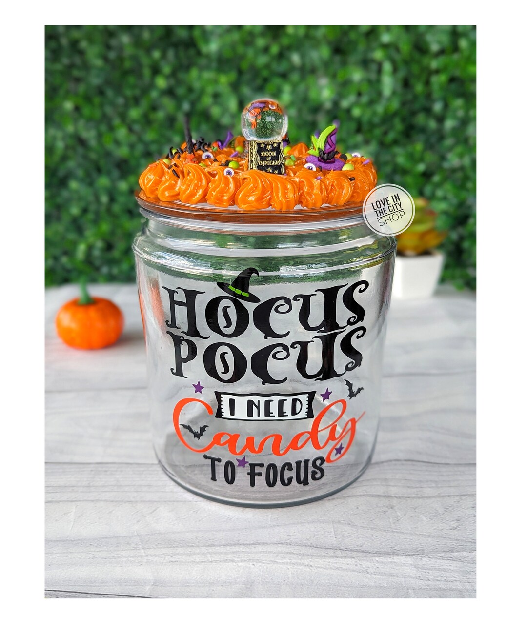 Custom Glass Halloween Candy Jar With Lid, Personalized Fall Candy ...