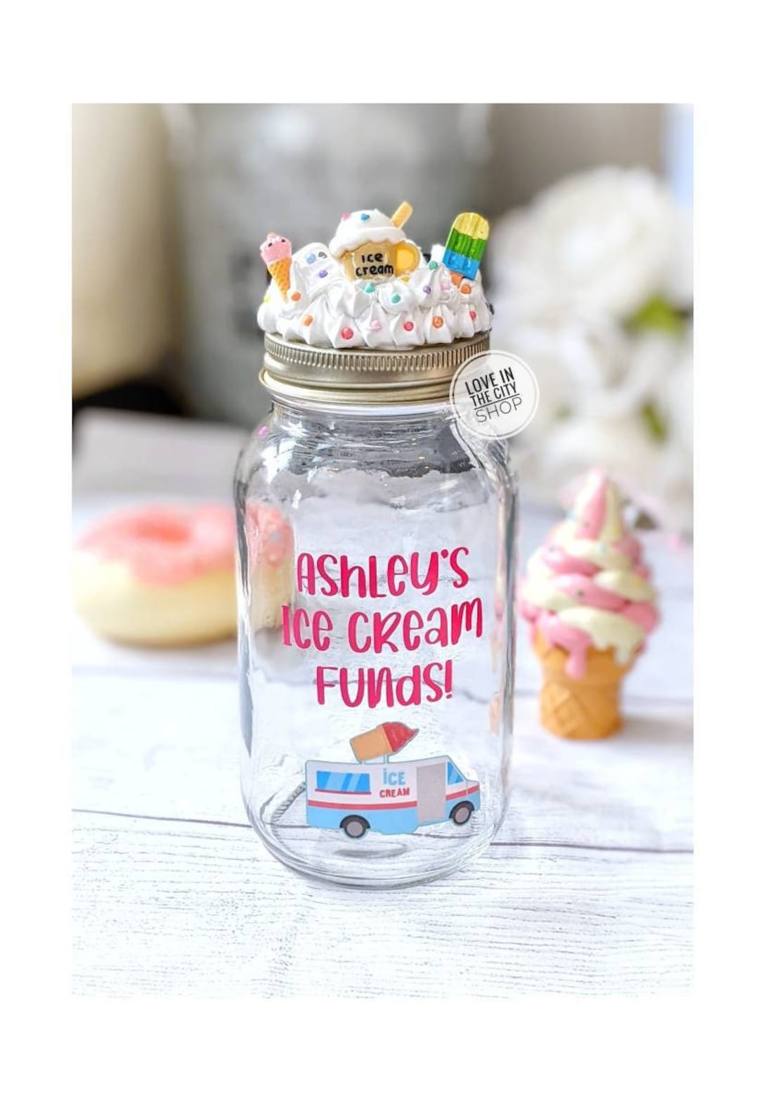 Ice Cream Money Bank for Kids, Ice Cream Truck Birthday Theme Decor ...