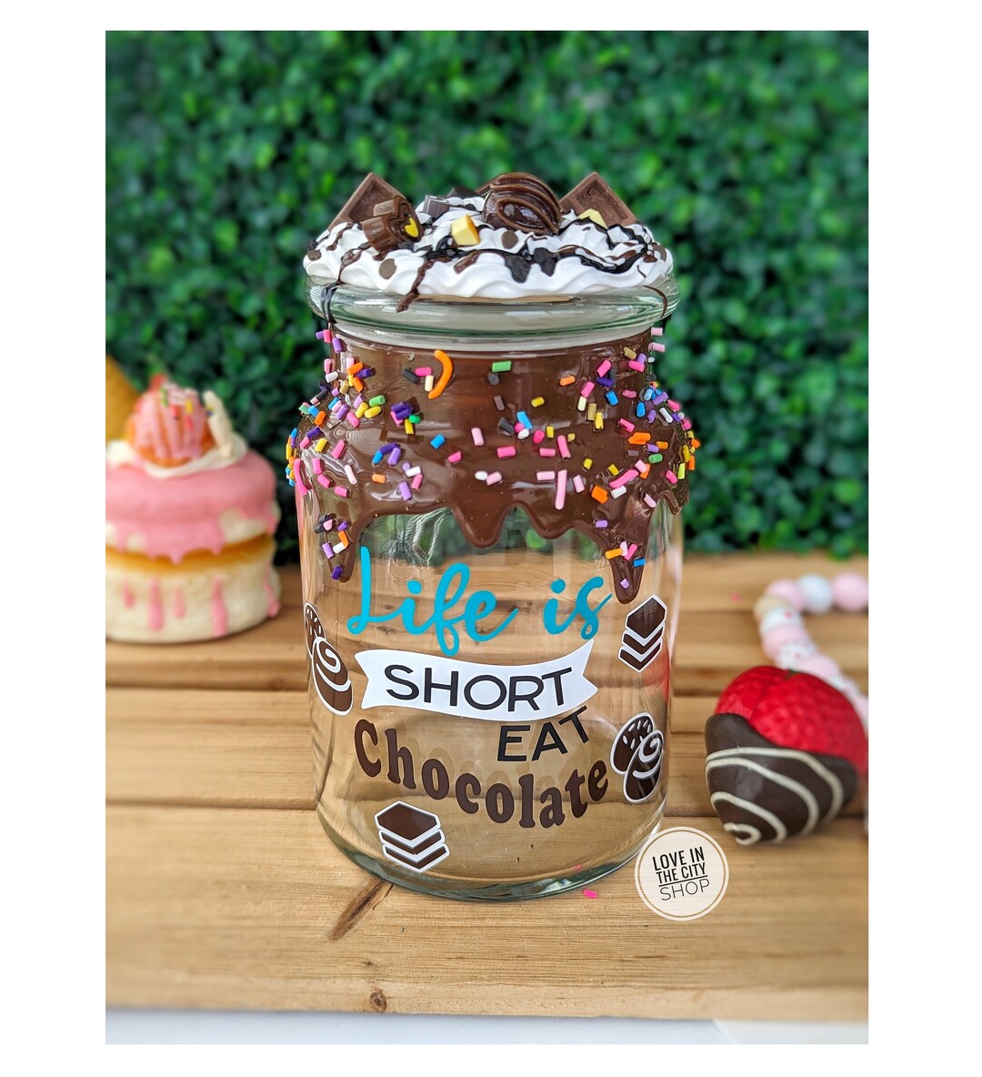 Personalized Chocolate Drip Candy Jar With Lid, Custom Funny Office ...
