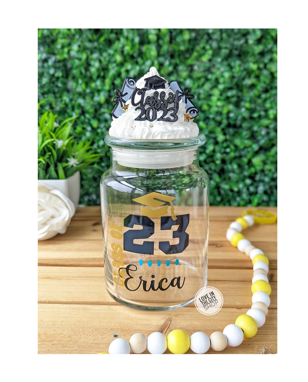 Personalized Graduation Glass Candy Jar With Lid, College Graduation ...