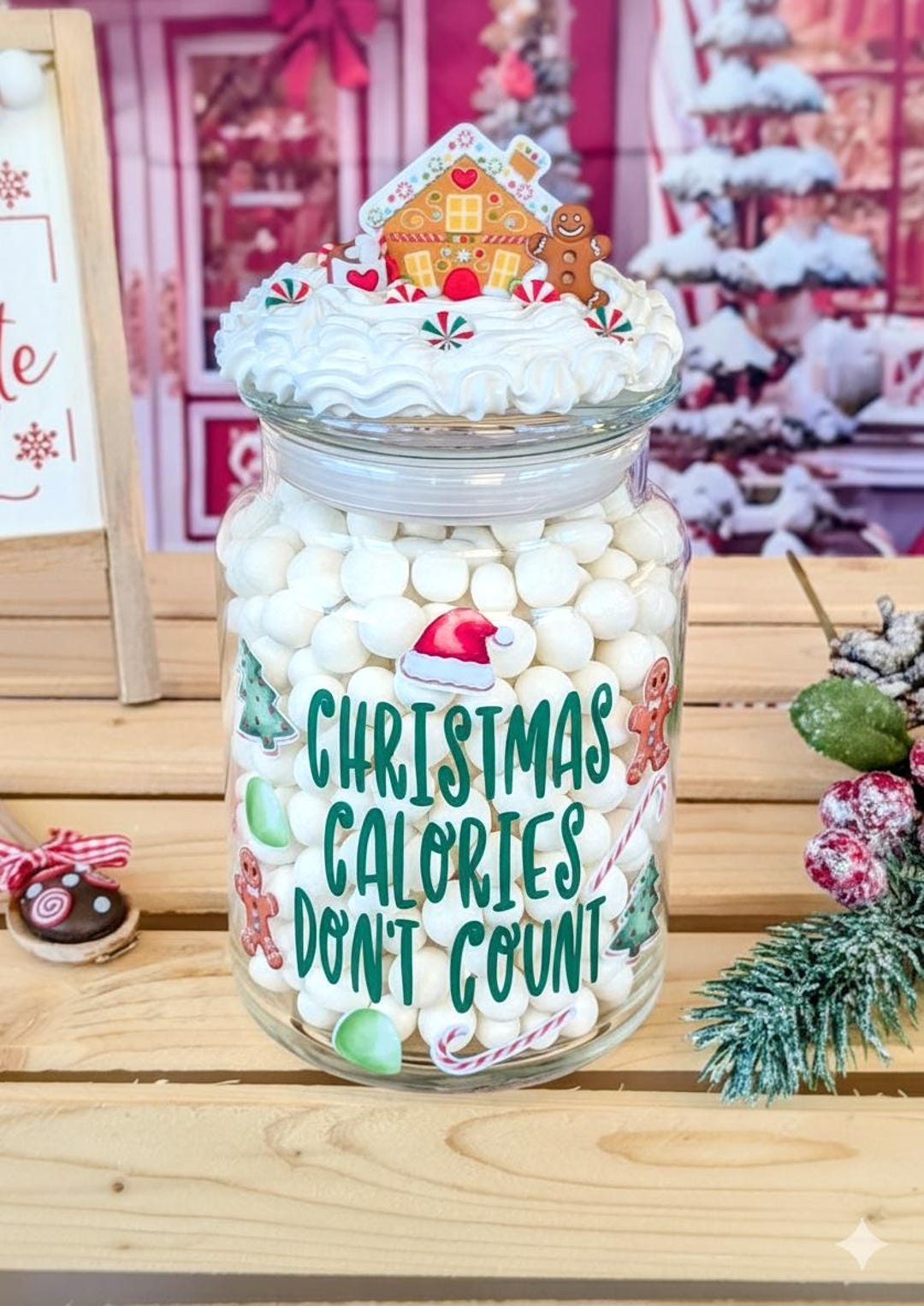 Christmas Candy Jar, Holiday Candies, Holiday Candy Jar, Desk Candy Jar ...