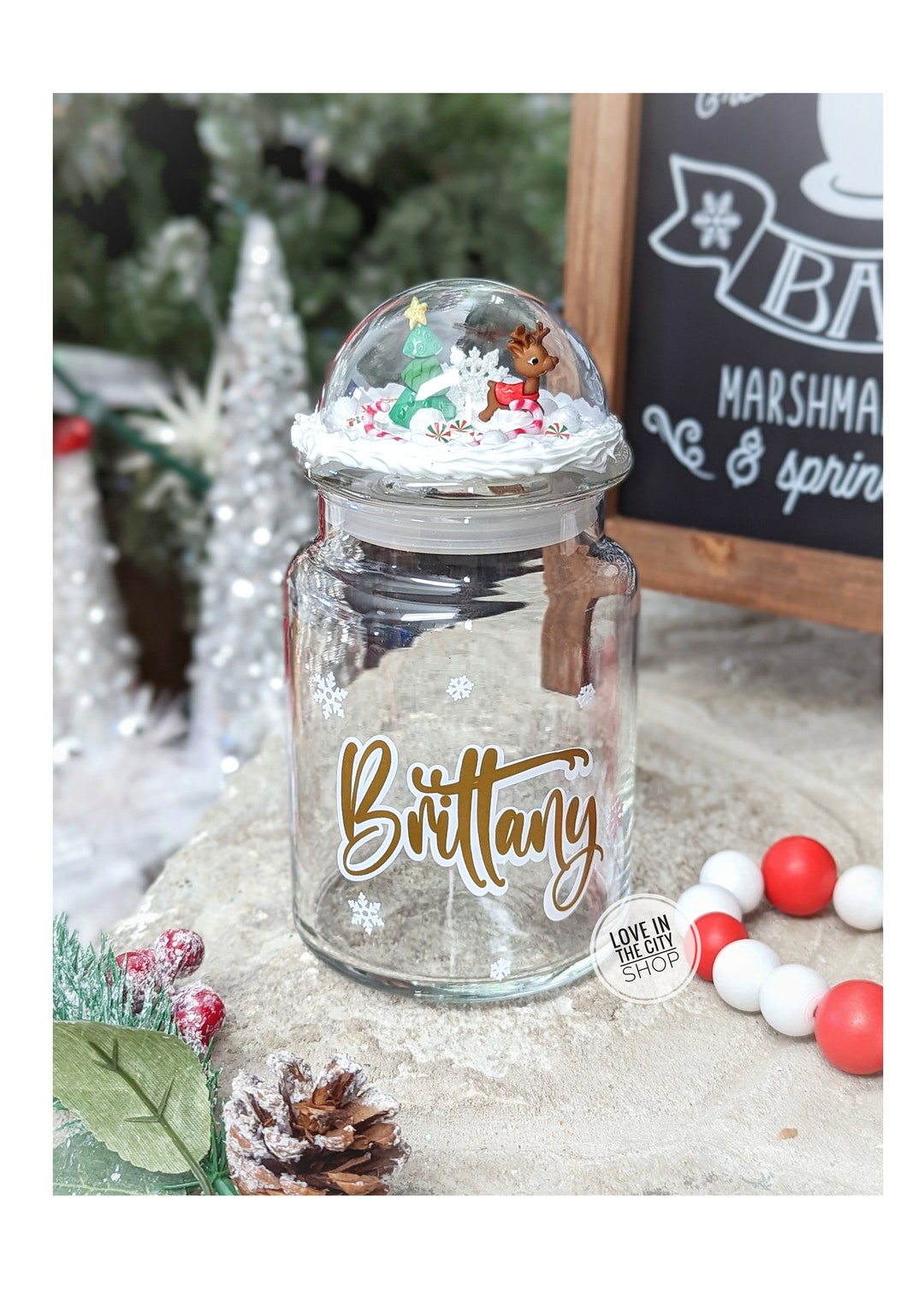 Christmas Candy Jar, Snowman Jar, Holiday Candy Jar, Desk Candy Jar ...