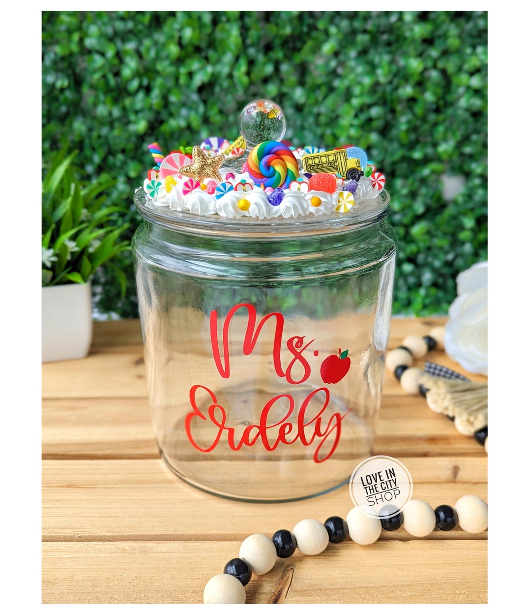 Personalized Teacher Candy Jar for Desk, Large Glass Candy Jar With Lid ...