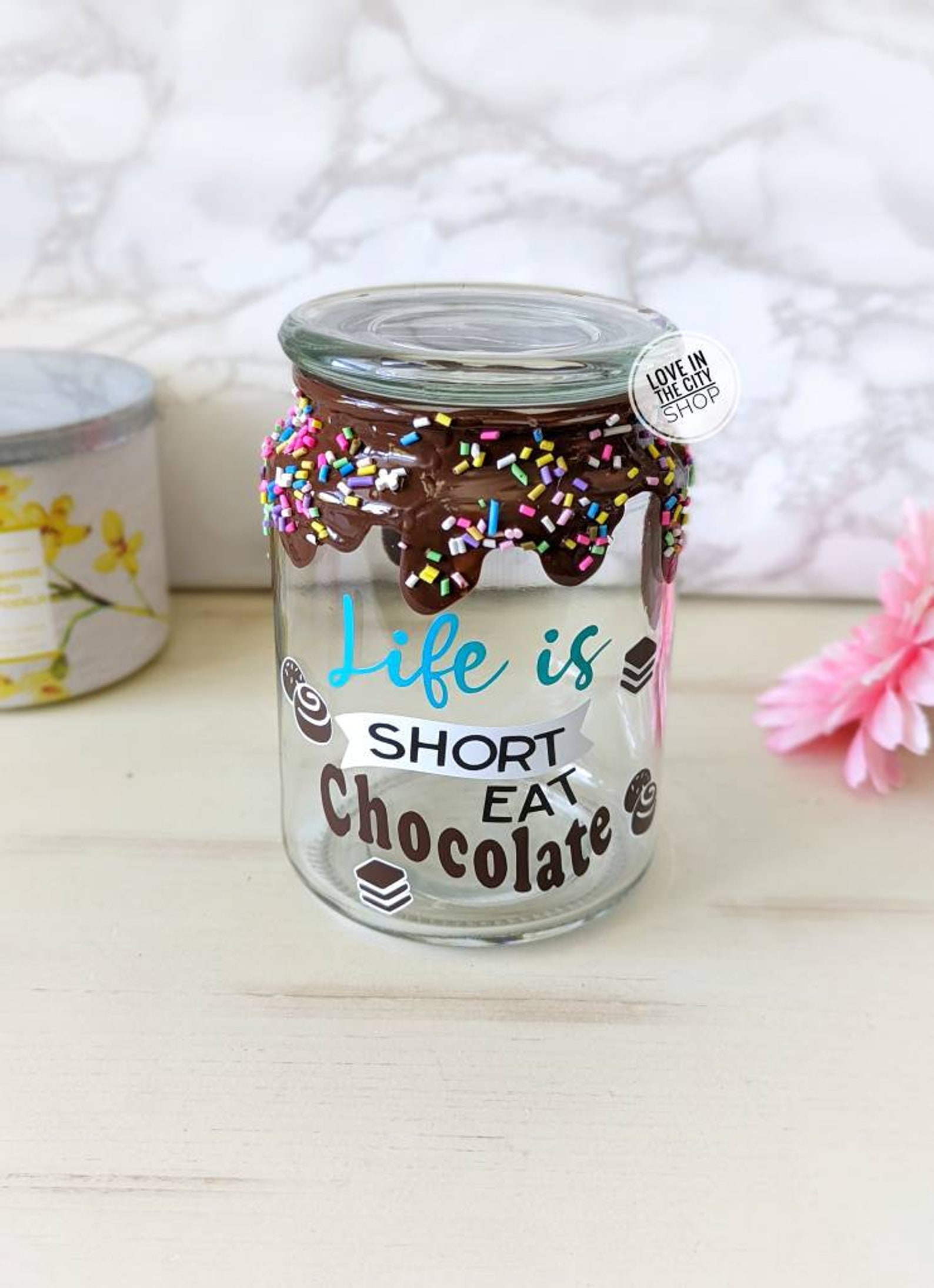 Custom Candy Jar, Chocolate Candy Jar, Candy Themed Birthday, Office ...