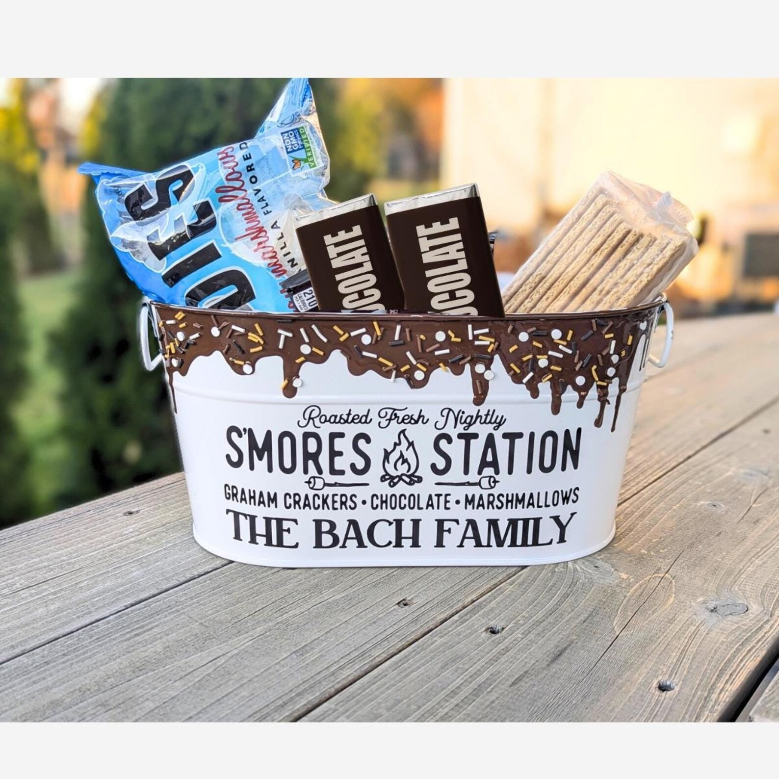 Personalized Smores Caddy for a Smore Station, White Metal Smore Caddy ...