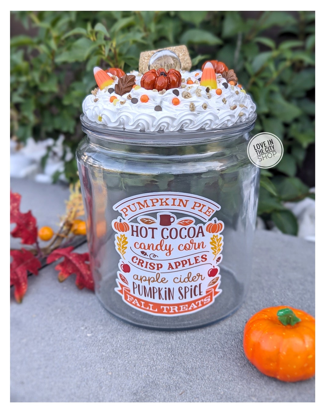 Fall Cookie Jar, Halloween Jar, Fall Candy Jar, Fall Gift, Fake ...
