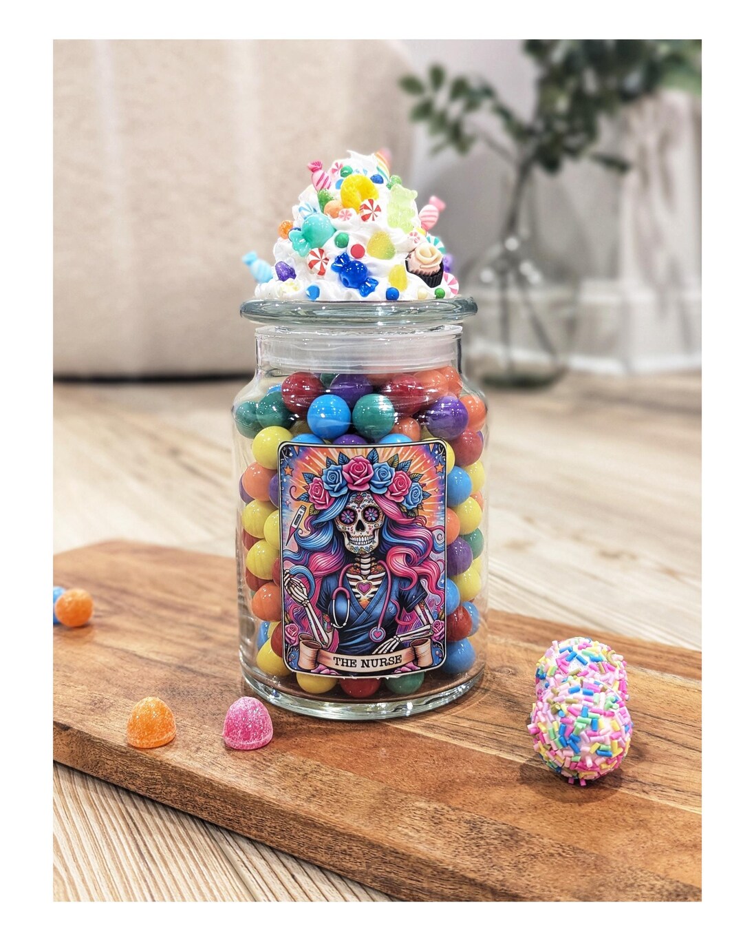 Funny Nurse Skeleton Tarot Card Candy Jar, Candy Theme Nurse Station ...