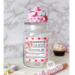 Valentine Candy Jar, Personalized Candy Holder, Valentine Candy Jar ...