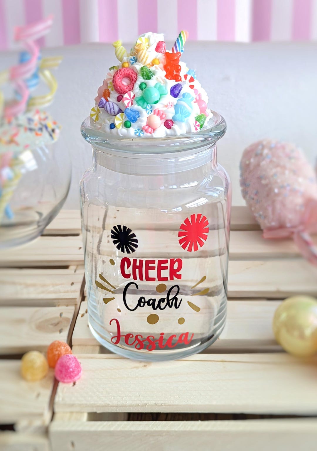 Personalized Cheer Coach Candy Jar With Lid, Custom Cheerleading ...