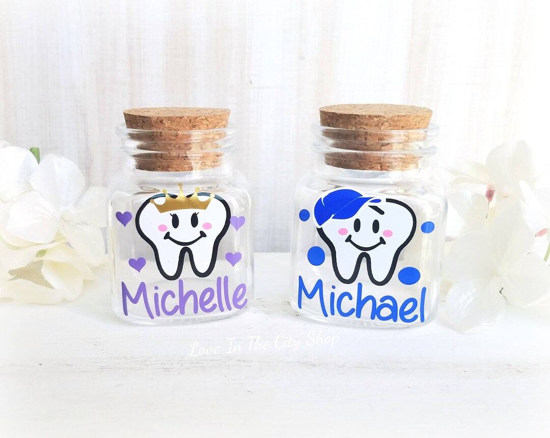 Personalized Glass Tooth Jar for Fairy, Teeth Keepsake Jar for Child ...