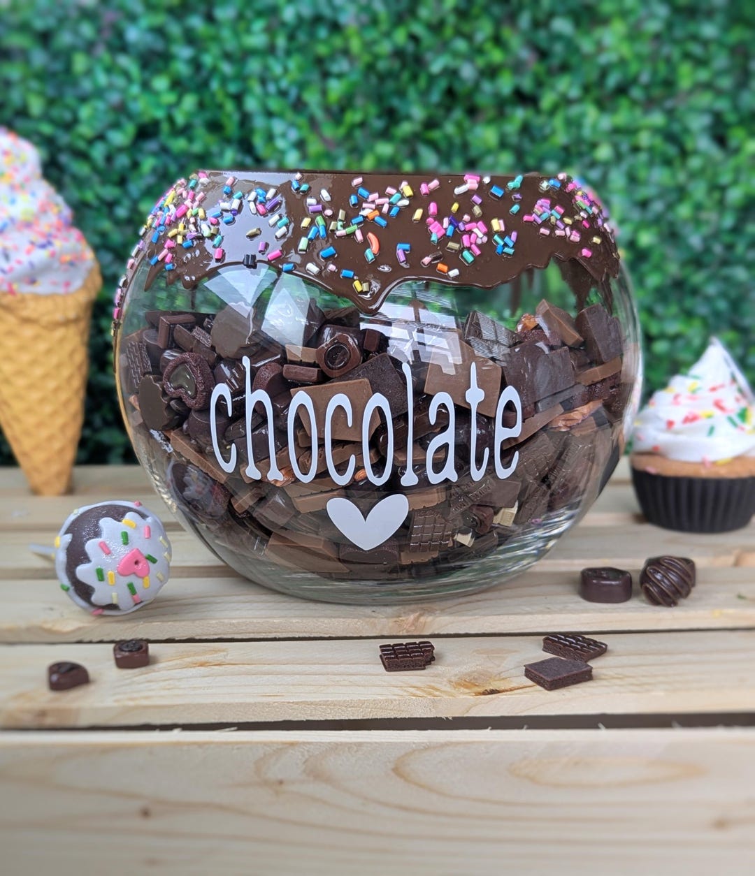 Chocolate Candy Bowl for Office Desk, Chocolate Truffle Jar Gift ...