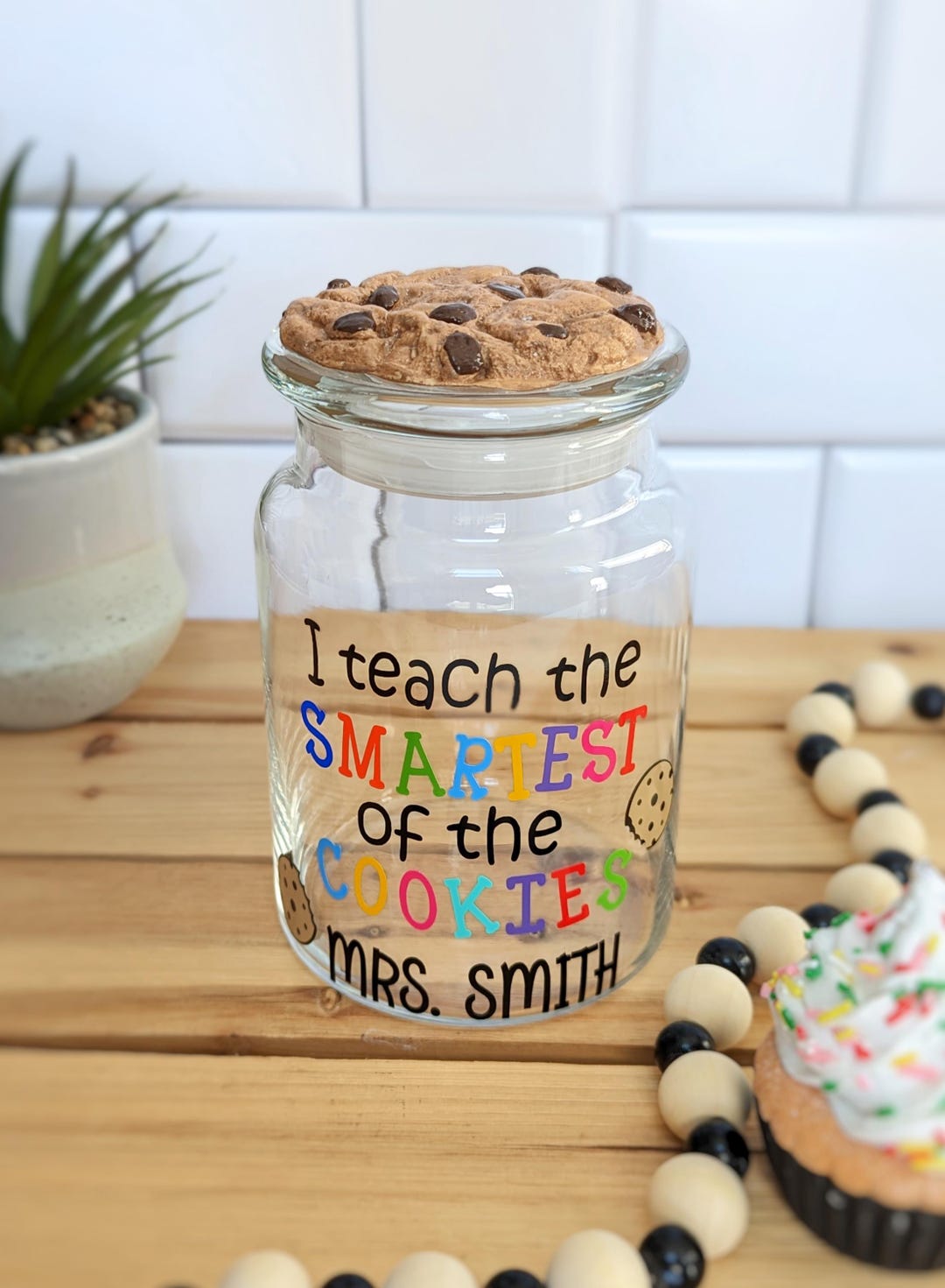 Teacher Desk Candy Jar for Rewards, Cookie Container for Sweets ...