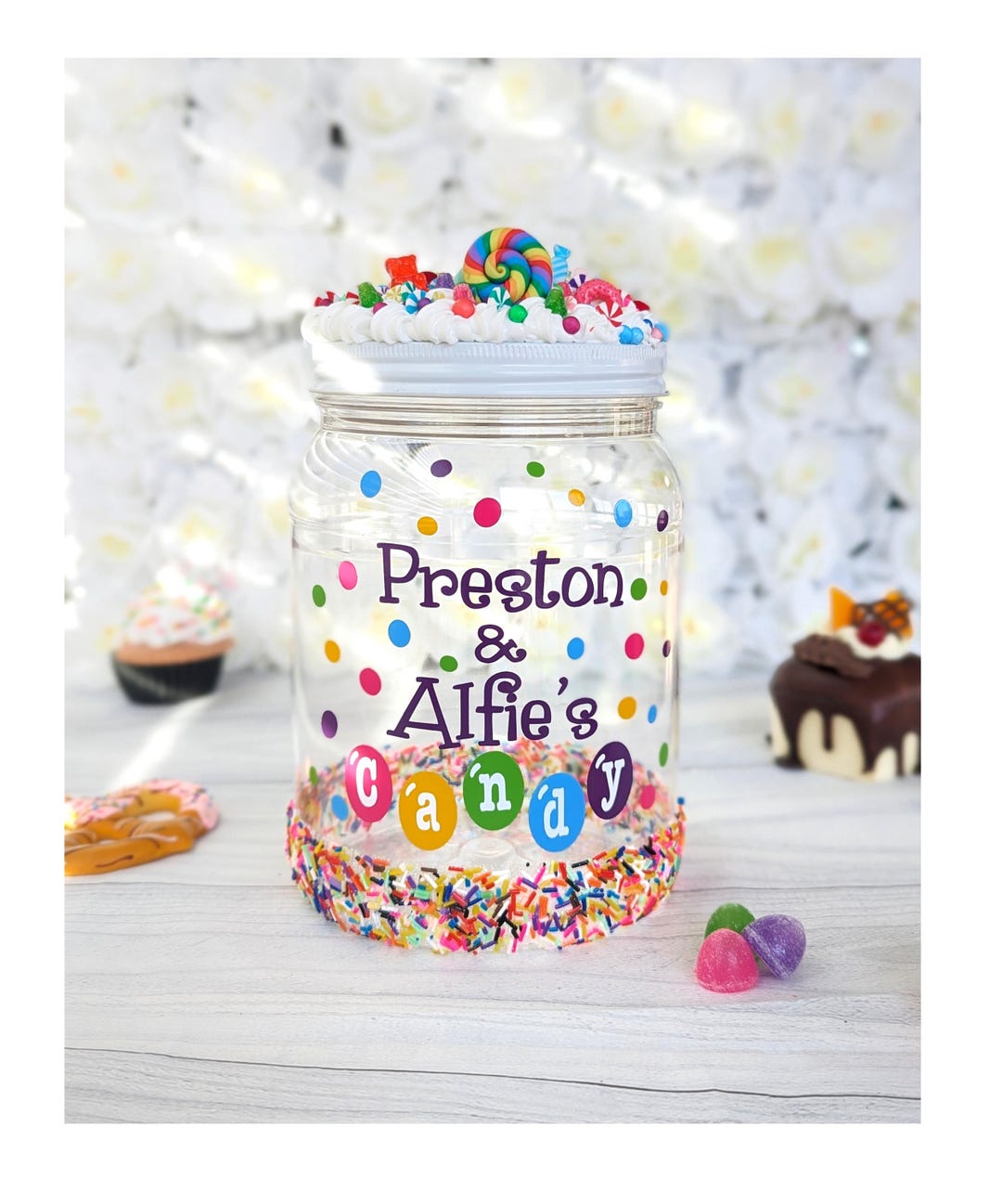 Personalized Plastic Candy Jar for Chocolate and Sweets, Custom Office ...