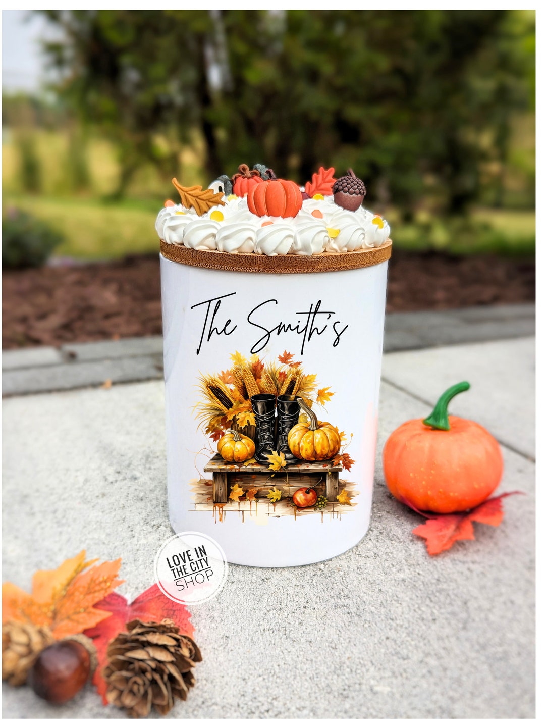 Fall Ceramic Candy Jar With Lid, Autumn Rain Boots Treats Jar, Pumpkin ...