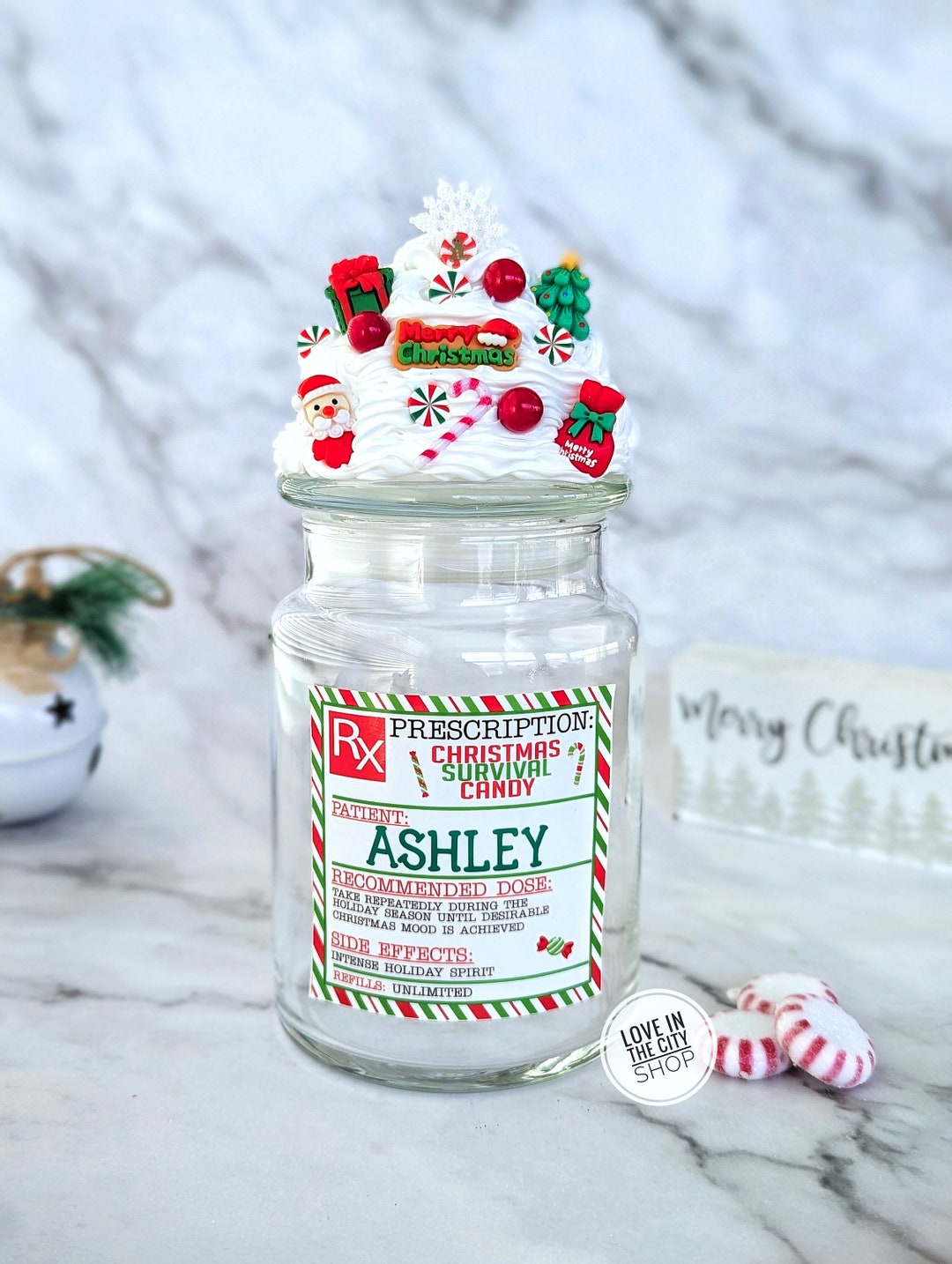 Personalized Christmas Candy Jar, Funny Holiday Desk Decor for Coworker ...