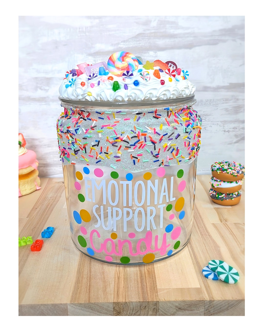Personalized Funny Glass Candy Jar for Emotional Support, Custom Office Candy Jar With Whipped ...