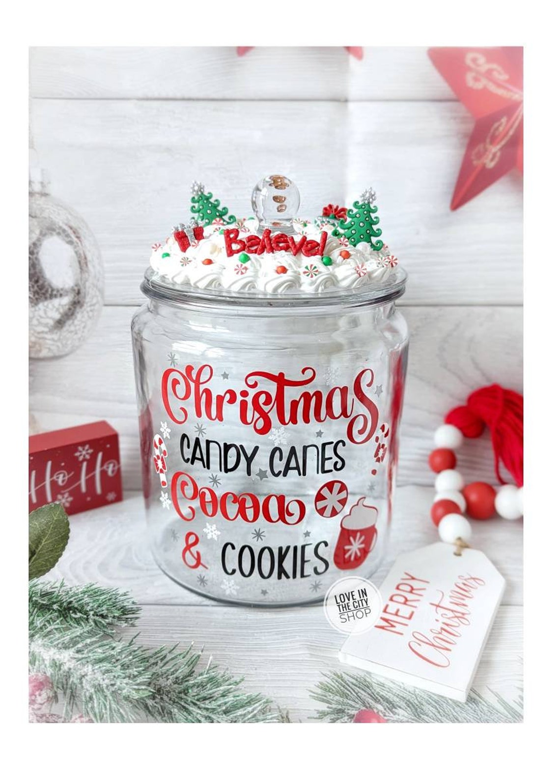 Christmas Cookie Jar Holiday Cookie Jar Gingerbread Cookie - Etsy