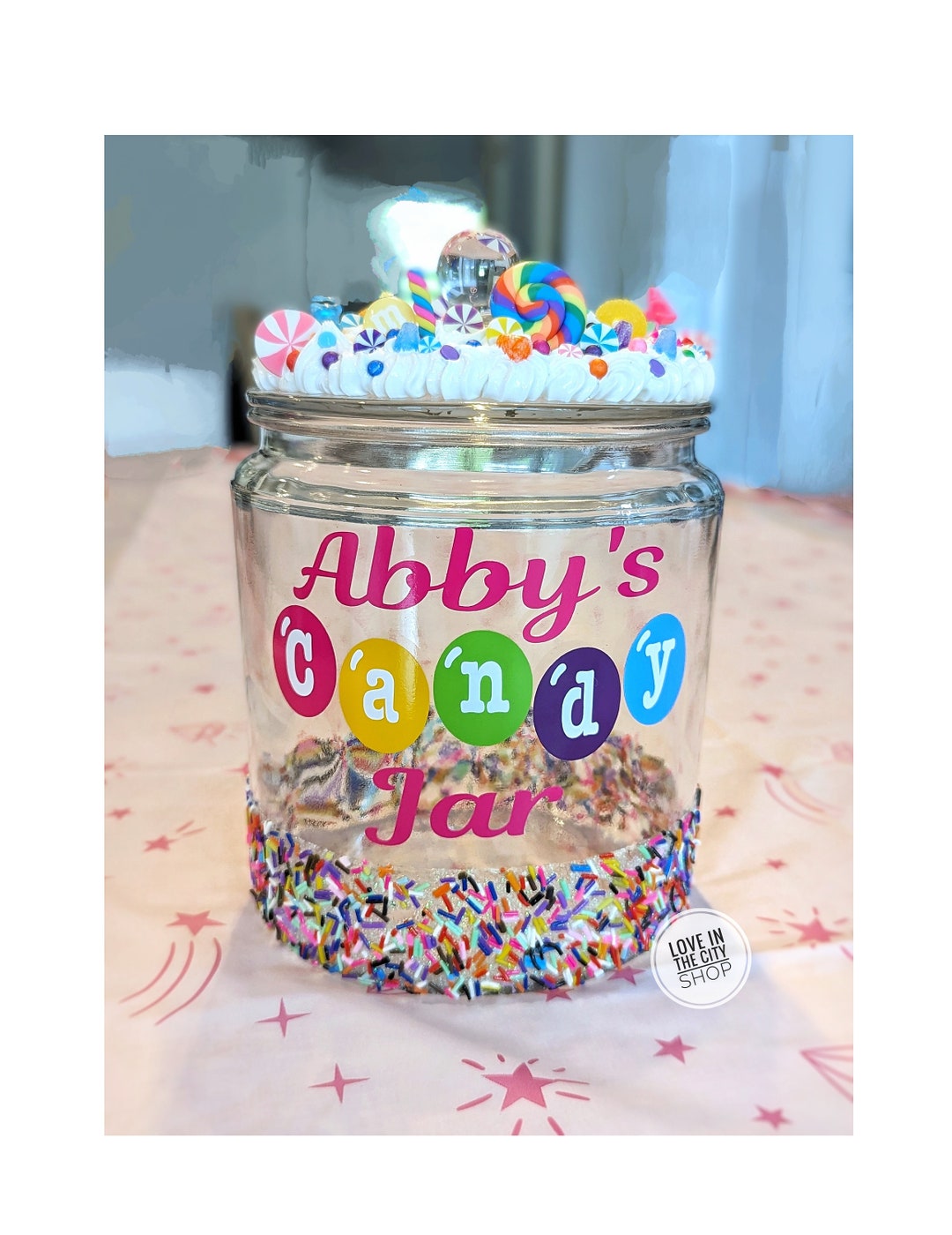 Personalized Glass Candy Jar, Office Candy Jar, Candy Bowl, Glass ...