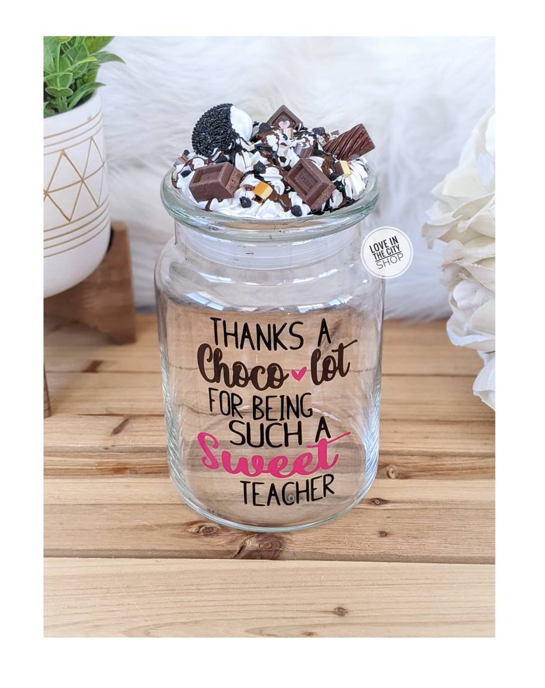 Personalized Teacher Desk Candy Jar Decor, Custom Teacher Jar for ...