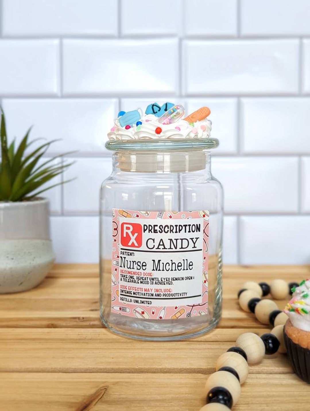Nurse Candy Jar With Lid, Custom Candy Label Jar, Nurse Graduation Gift ...