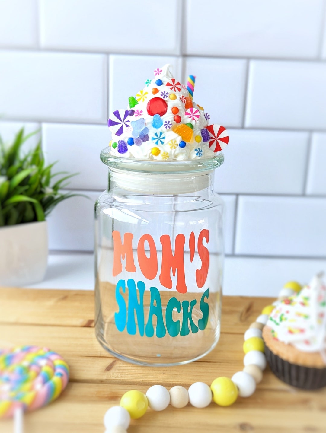 Retro Mom Candy Jar With Lid, New Mom Care Package Treat Gift, Custom ...