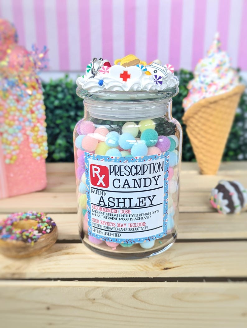 Nurse Candy Jar With Lid, Custom Candy Label Jar, Nurse Graduation Gift ...