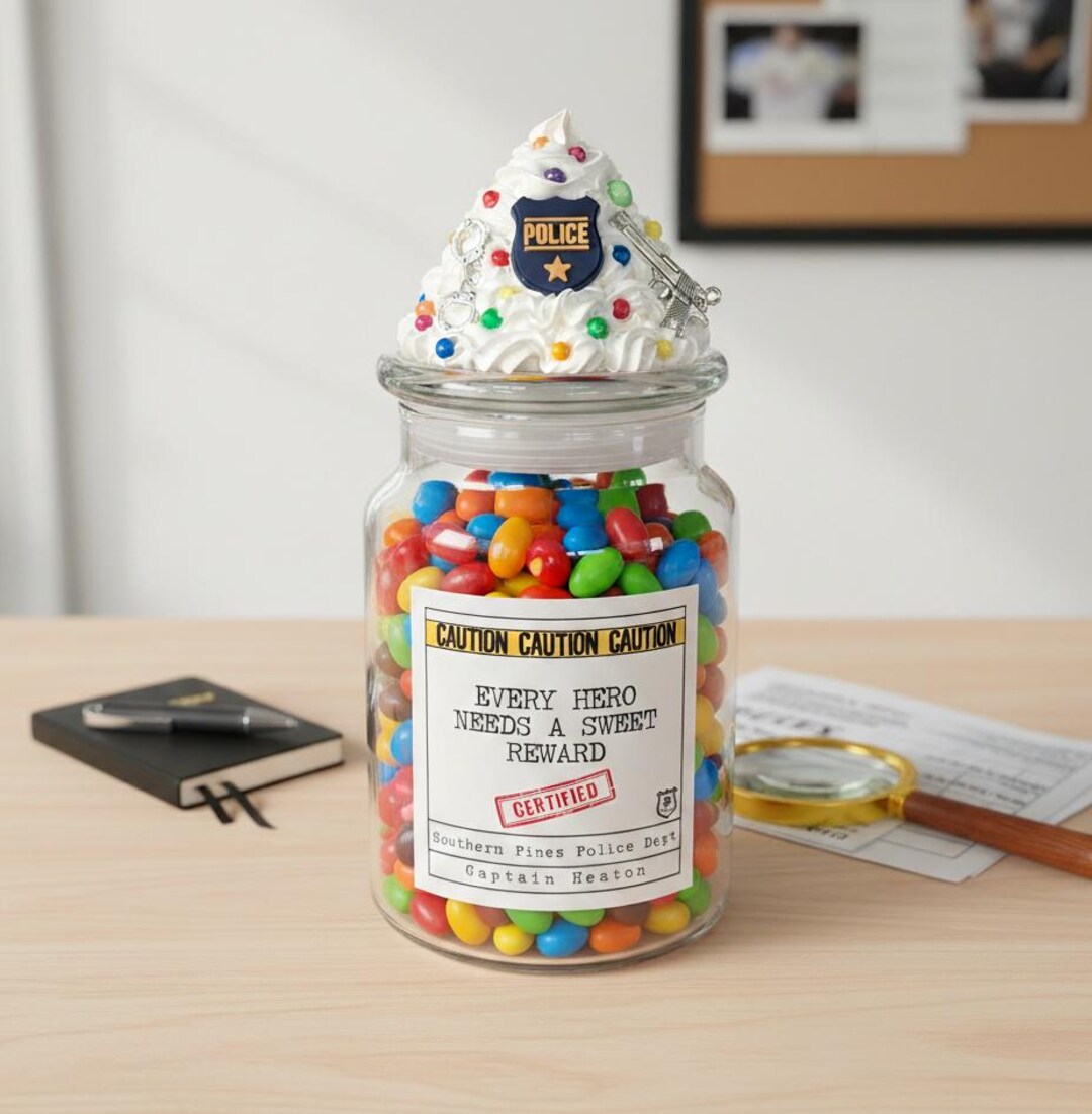 Personalized Police Officer Candy Jar, Detective Retirement Gift, Funny ...