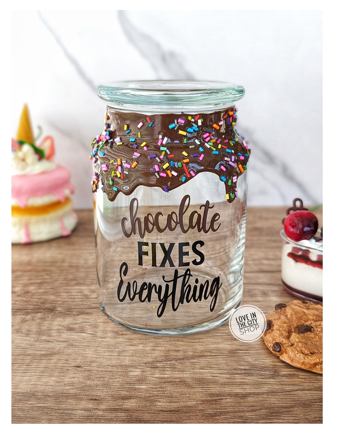 Personalized Chocolate Drip Candy Jar With Lid, Custom Funny Office ...