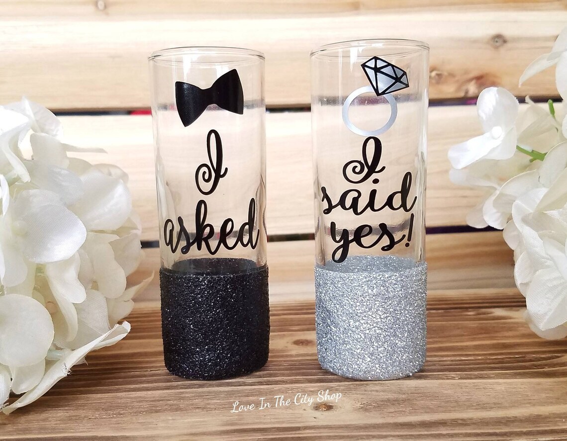 Engagement Shot Glasses Engaged Shot Glasses Bride and Groom - Etsy