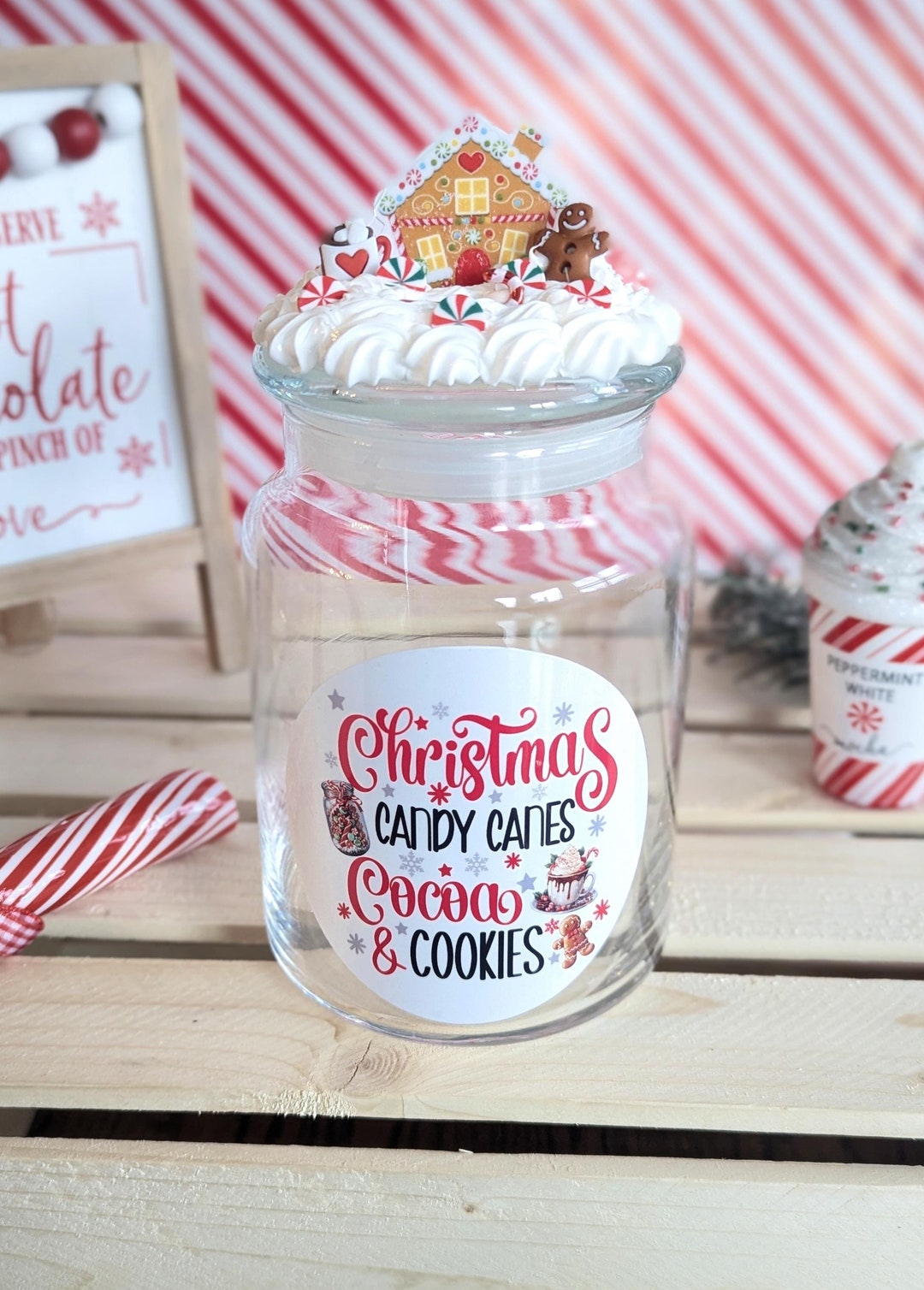 Christmas Candy Jar With Gingerbread House and Gingerbread House Decor ...