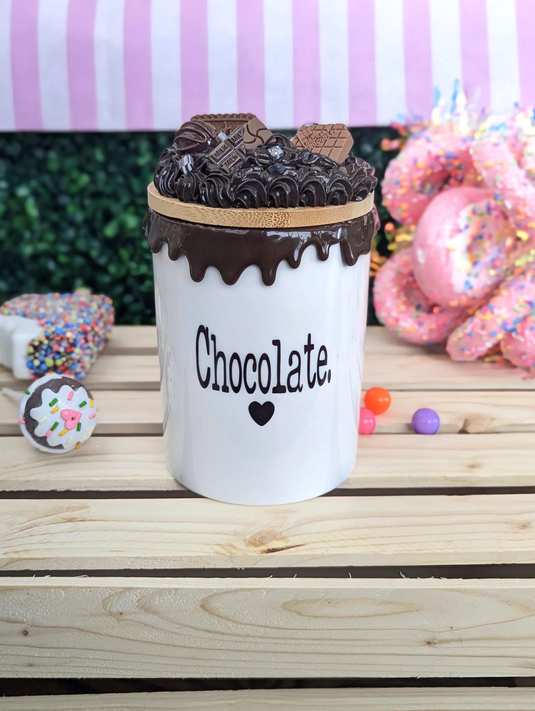 Chocolate Drip Ceramic Candy Jar With Lid, Chocolate Lover Gift for ...