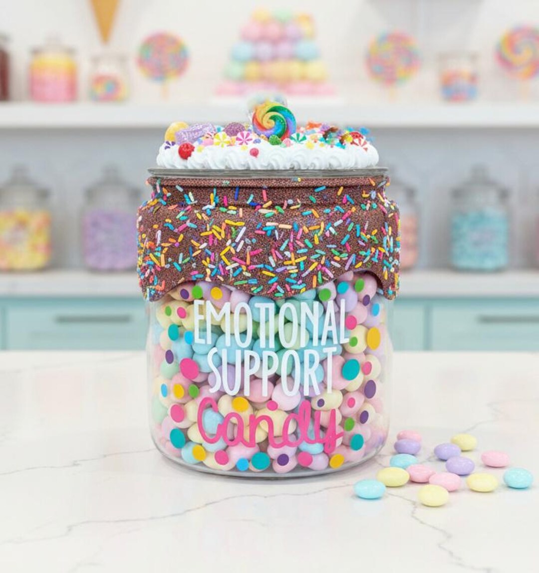 Personalized Glass Candy Jar for Emotional Support, Custom Chocolate ...