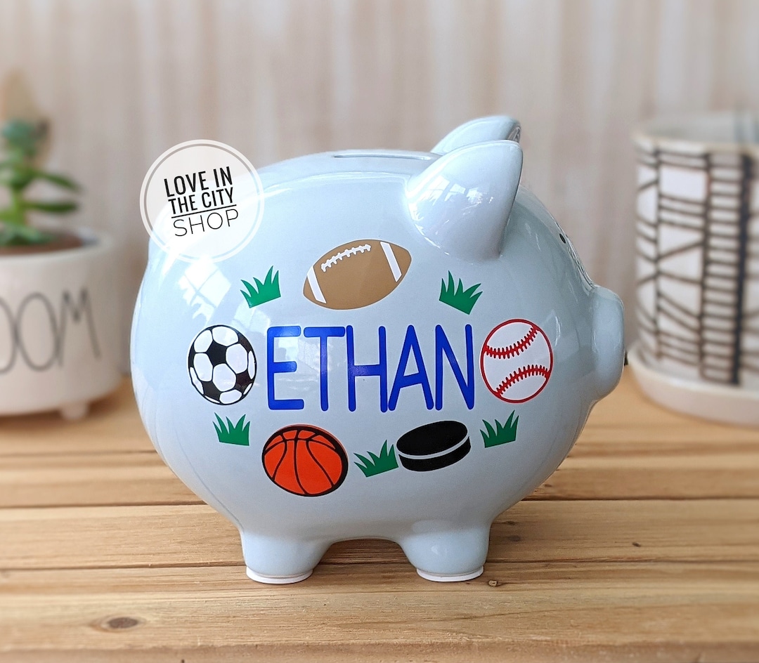 Personalized Ceramic Sports Piggy Bank, Sports Bank, Baseball Bank, Boy ...