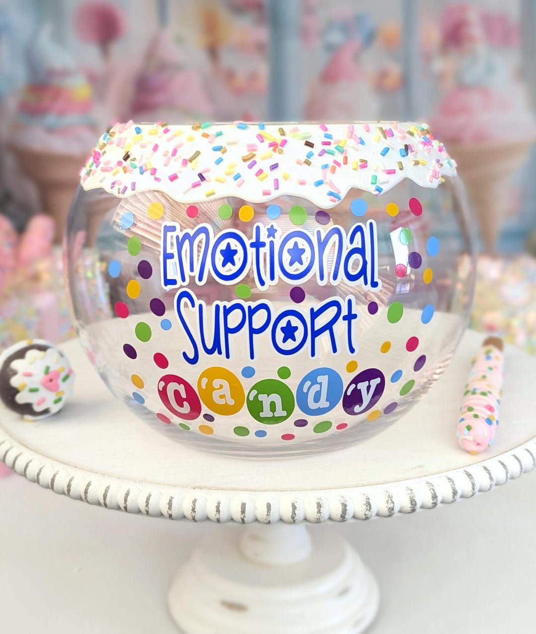 Personalized Glass Candy Bowl, Coworker Emotional Support Candy Office ...
