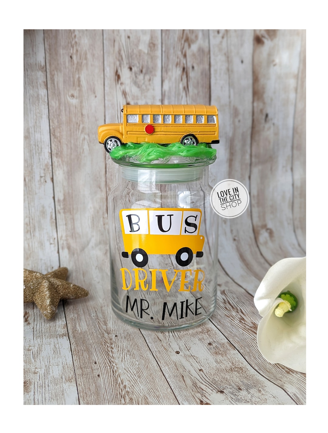 Bus Driver Gift, Bus Driver Candy Jar, Custom Candy Jar, School Bus ...
