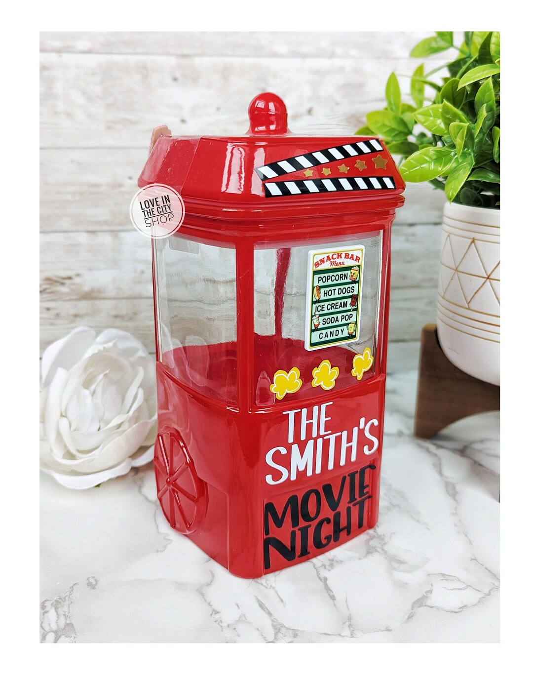 Snack Jar, Popcorn Jar, Popcorn Machine, Movie Theme Jar, Movie Theme ...