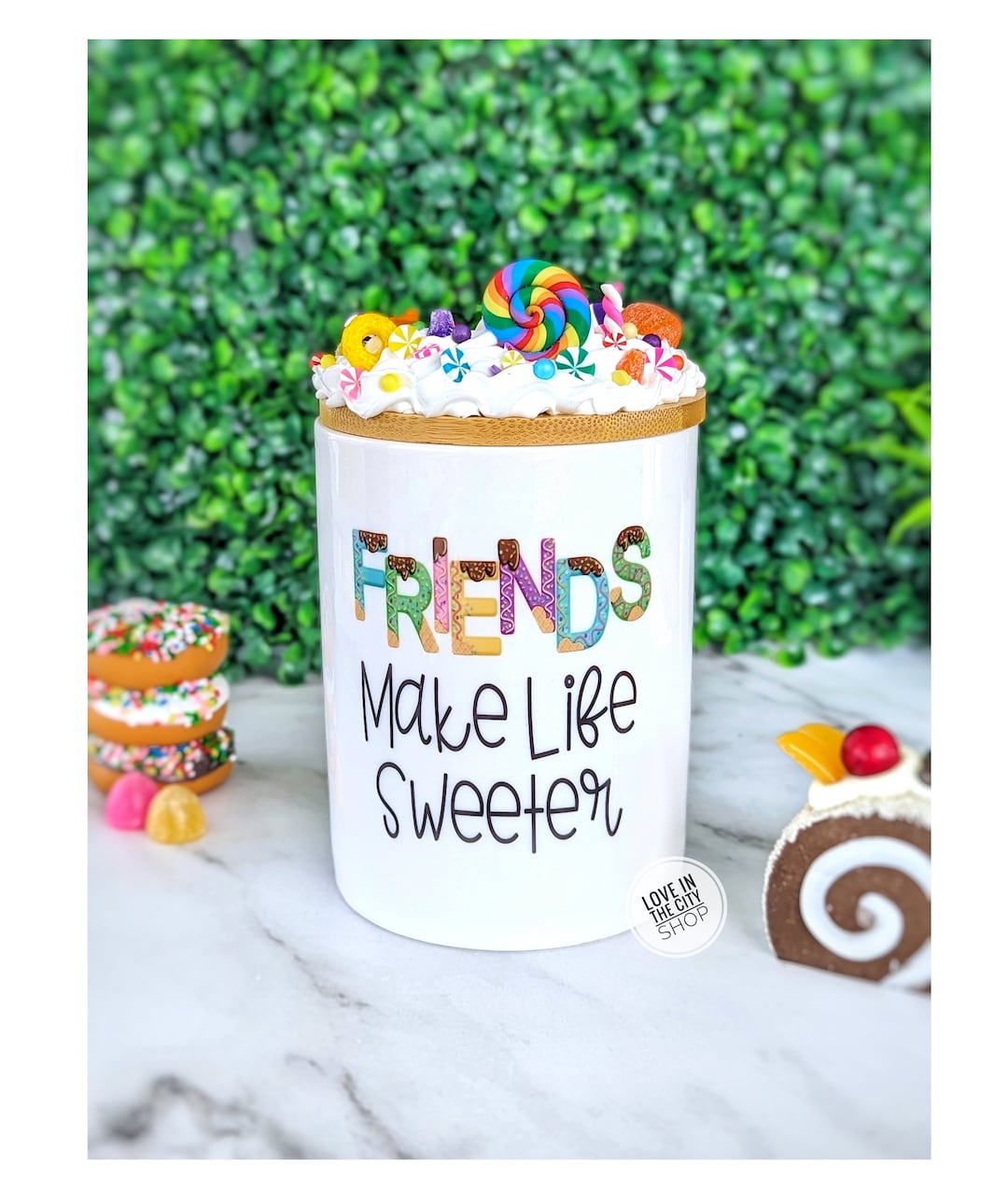 Ceramic Friendship Candy Jar, Smiling Best Friends Gift, Apothecary Jar ...
