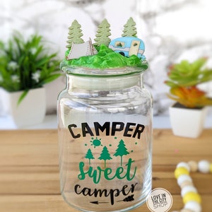 Camping Candy Jar for Camper, Custom Glass Treat Jar Decor, Camper Gift ...