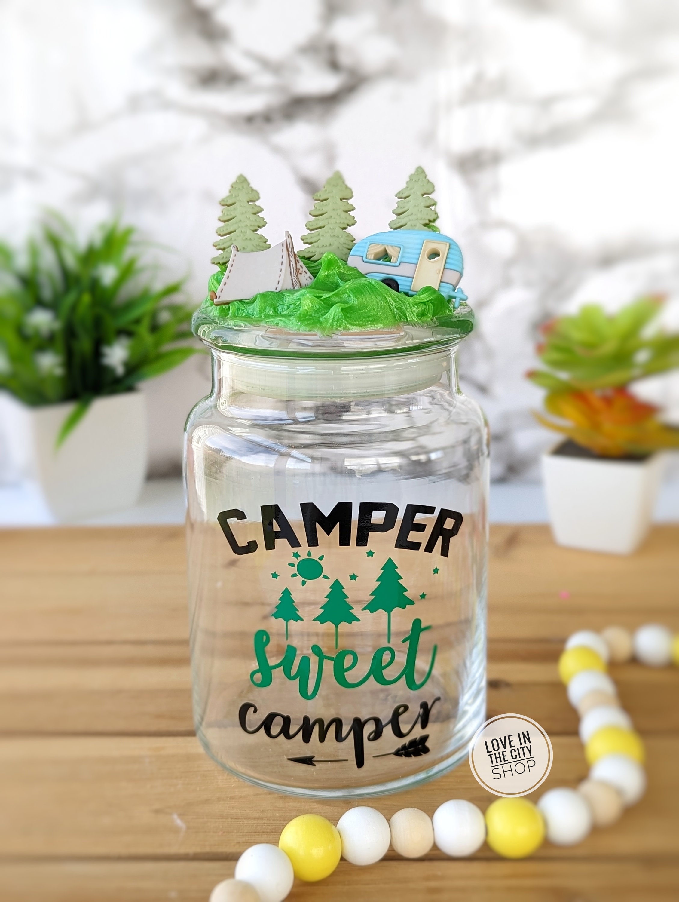 Camping Candy Jar Camper Candy Jar Glass Treat Jar Custom - Etsy